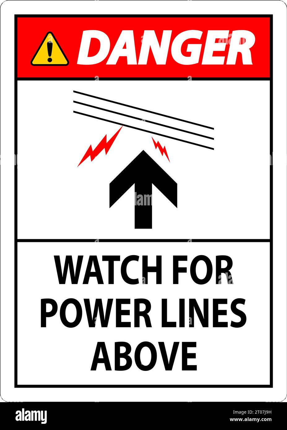 Danger Sign Watch For Power Lines Above Stock Vector Image & Art - Alamy