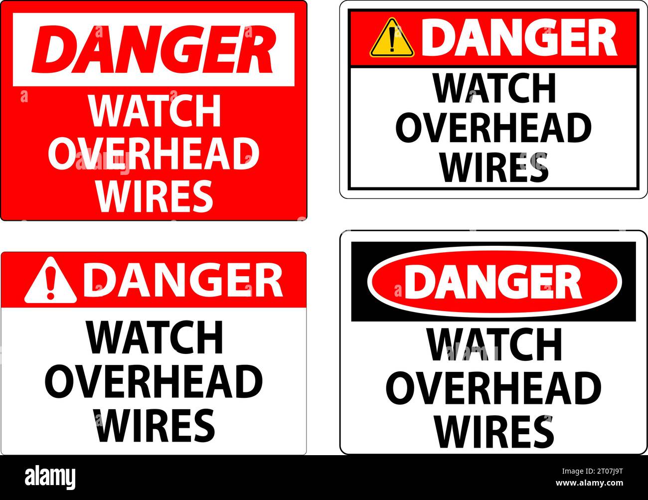 Danger Sign Watch Overhead Wires Stock Vector Image & Art - Alamy