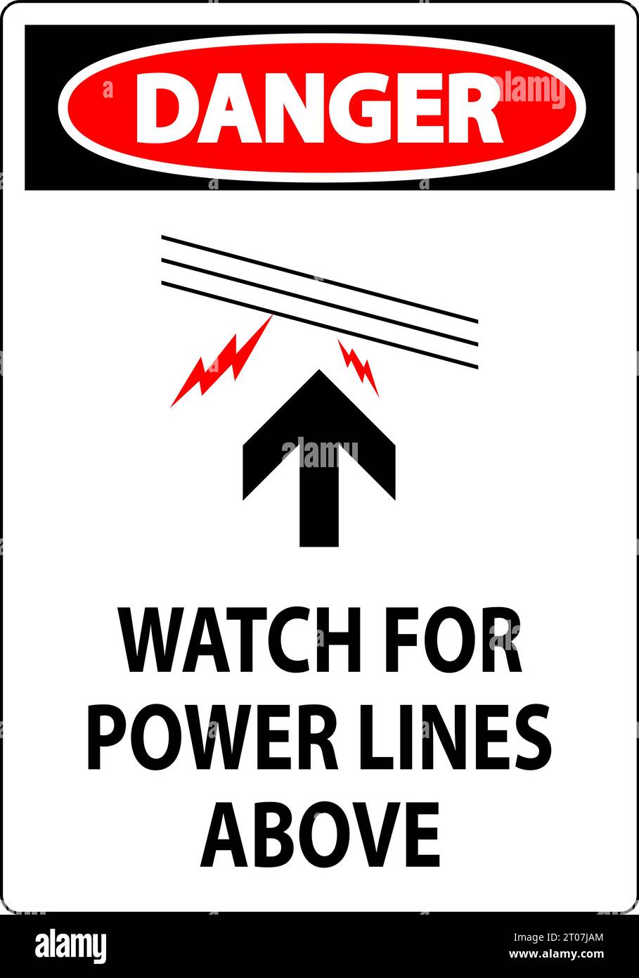 Danger Sign Watch For Power Lines Above Stock Vector Image & Art - Alamy