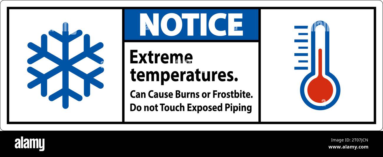 Notice Sign Extreme Temperatures, Can Cause Burns or Frostbite, Do not ...