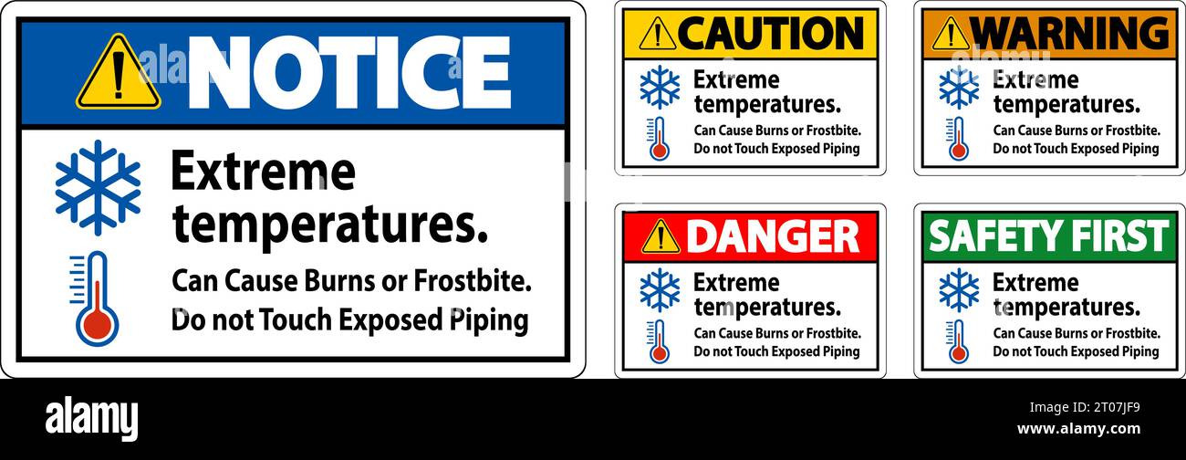 Caution Sign Extreme Temperatures, Can Cause Burns or Frostbite, Do not ...