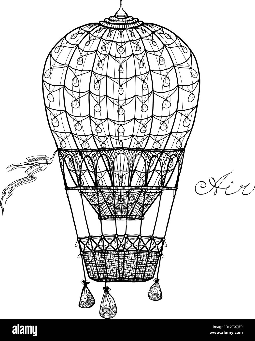 Hot Air Balloon Pencil Drawing