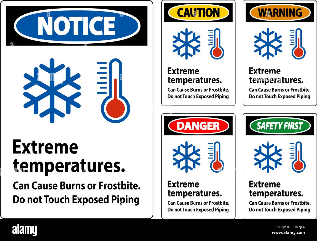 Caution Sign Extreme Temperatures, Can Cause Burns or Frostbite, Do not ...