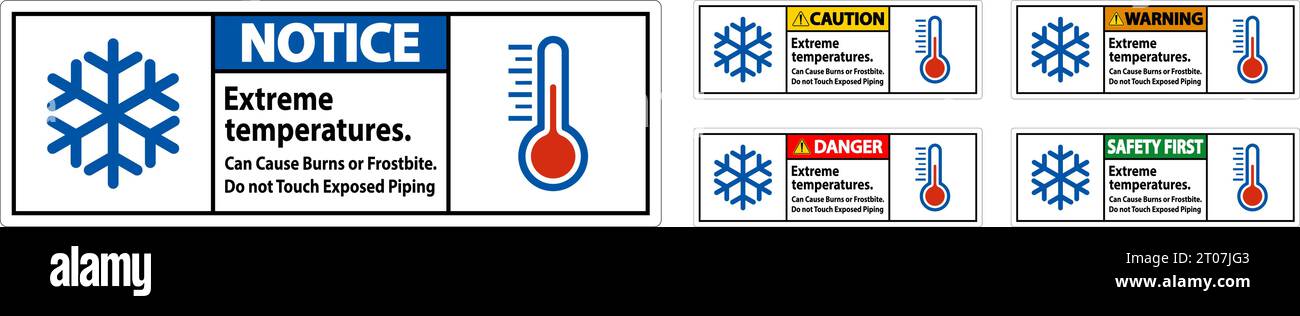 Caution Sign Extreme Temperatures, Can Cause Burns or Frostbite, Do not ...