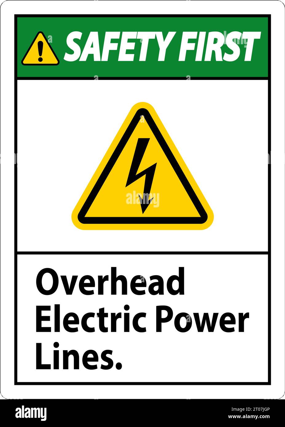 Safety First Sign Overhead Electric Power Lines Stock Vector Image ...