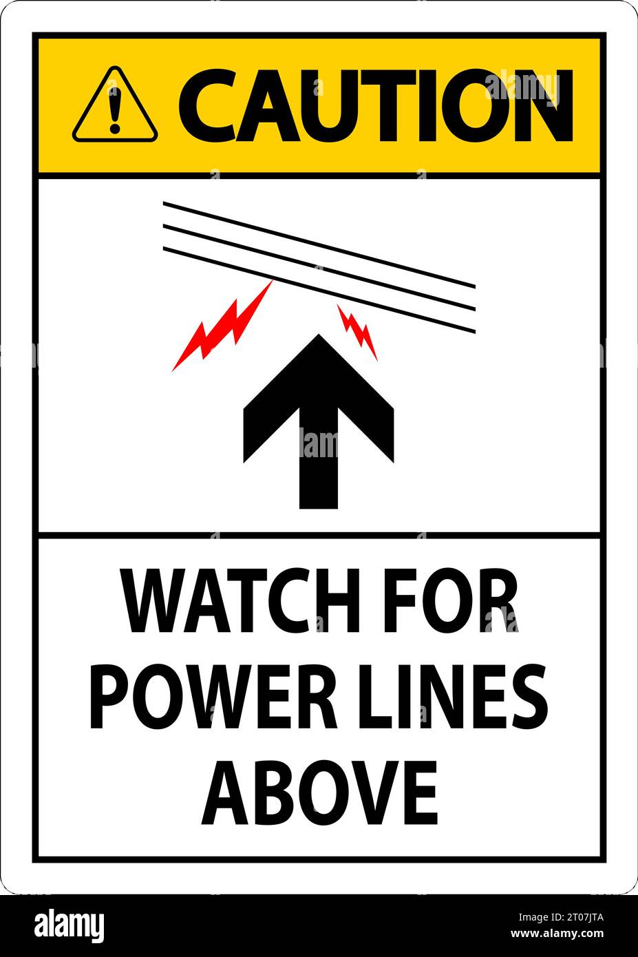 Caution Sign Watch For Power Lines Above Stock Vector Image & Art - Alamy