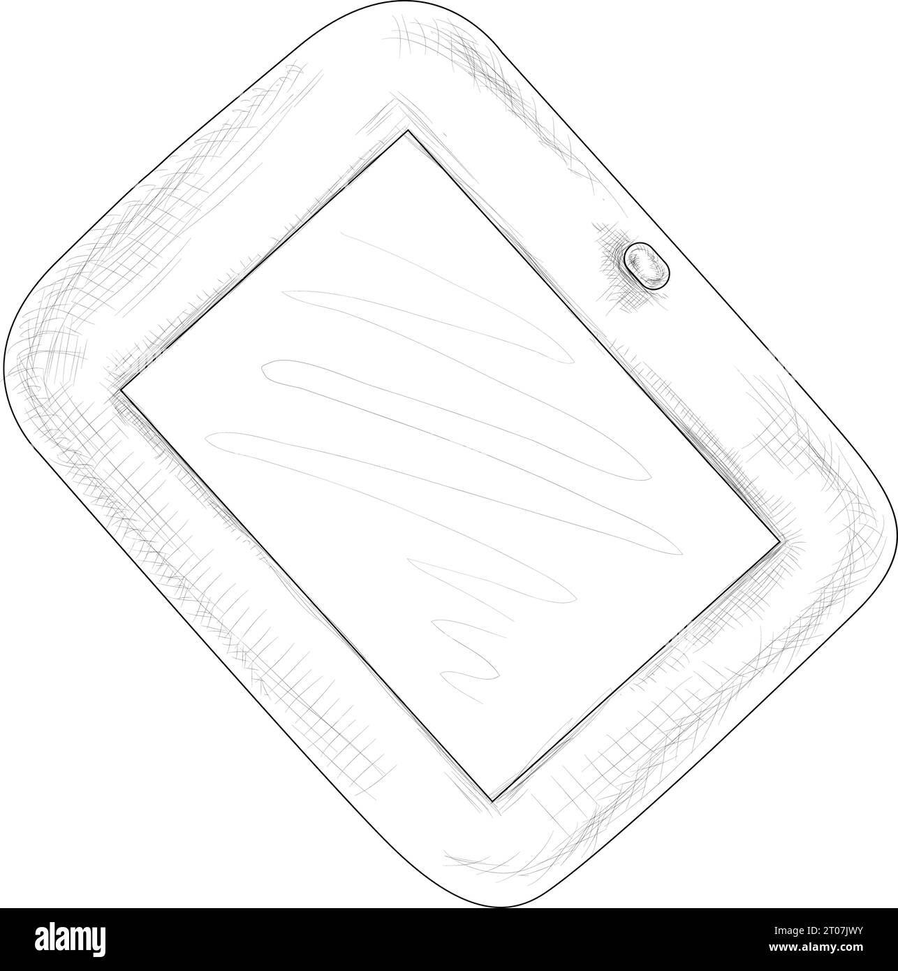 Hand drawn sketch tablet in black and white color vector illustration ...