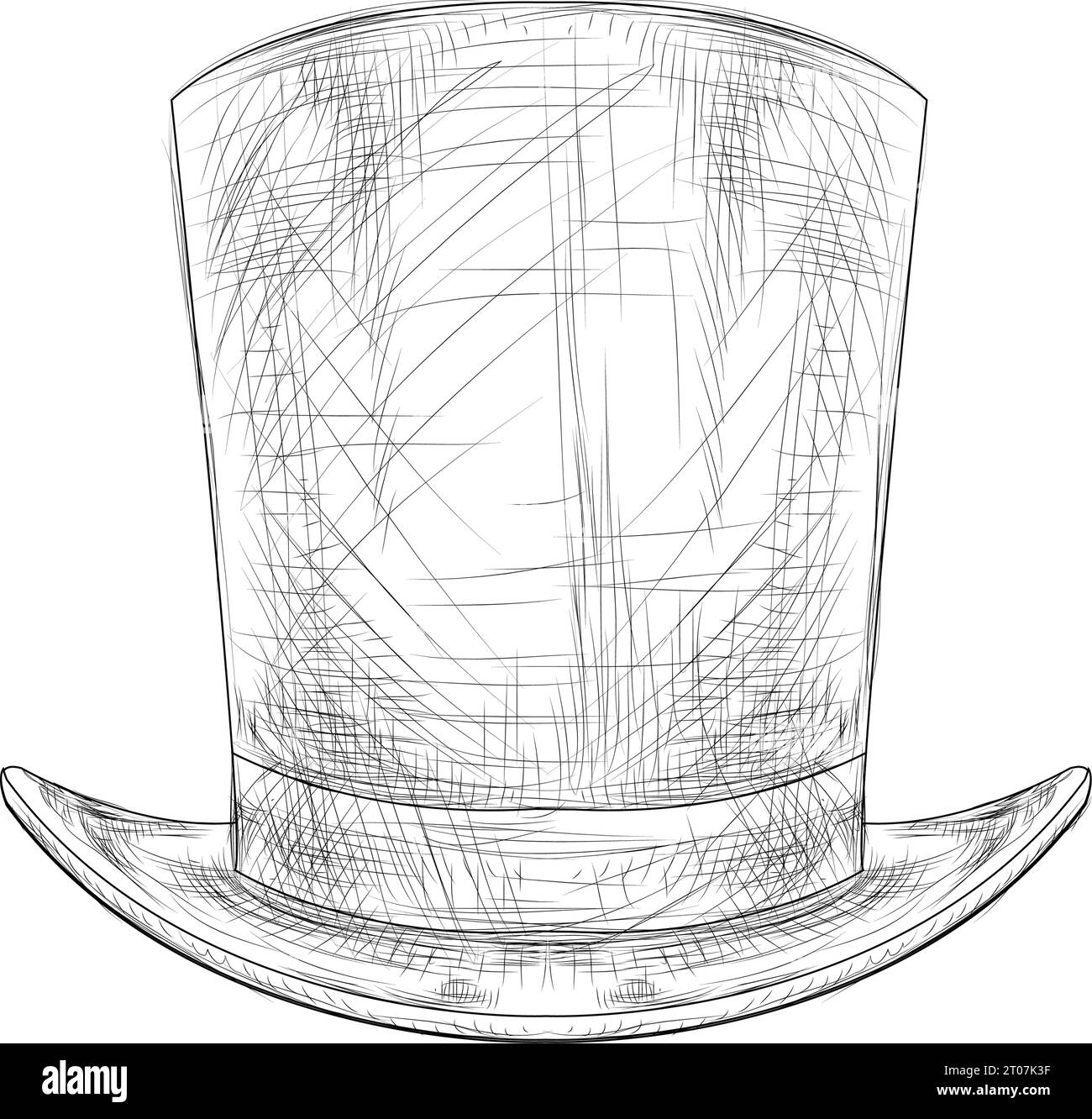 Black and white color hand drawn top hat vector illustration Stock ...