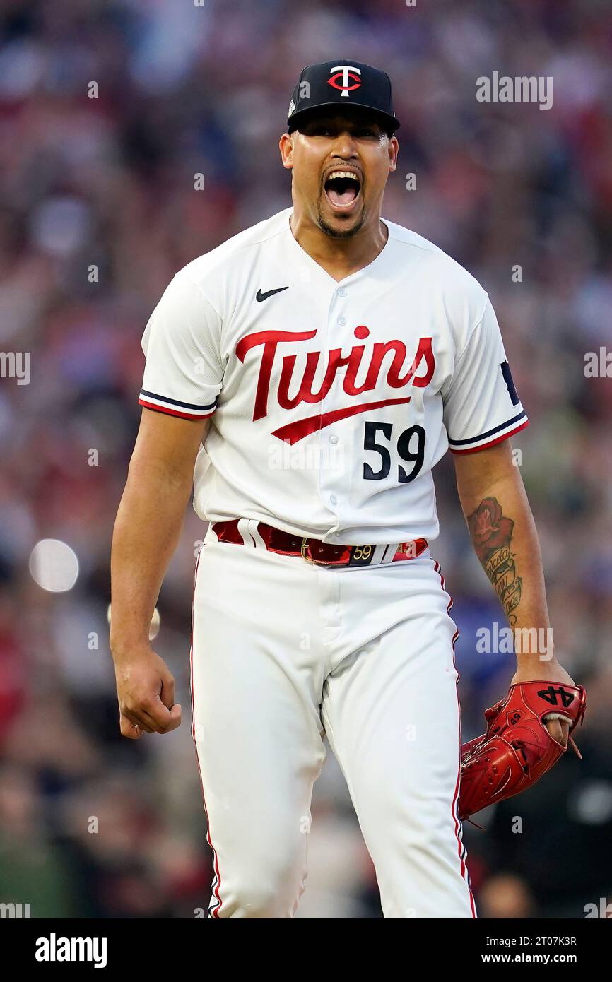 Minnesota Twins pitcher Jhoan Duran (59) celebrates after the Twins ...