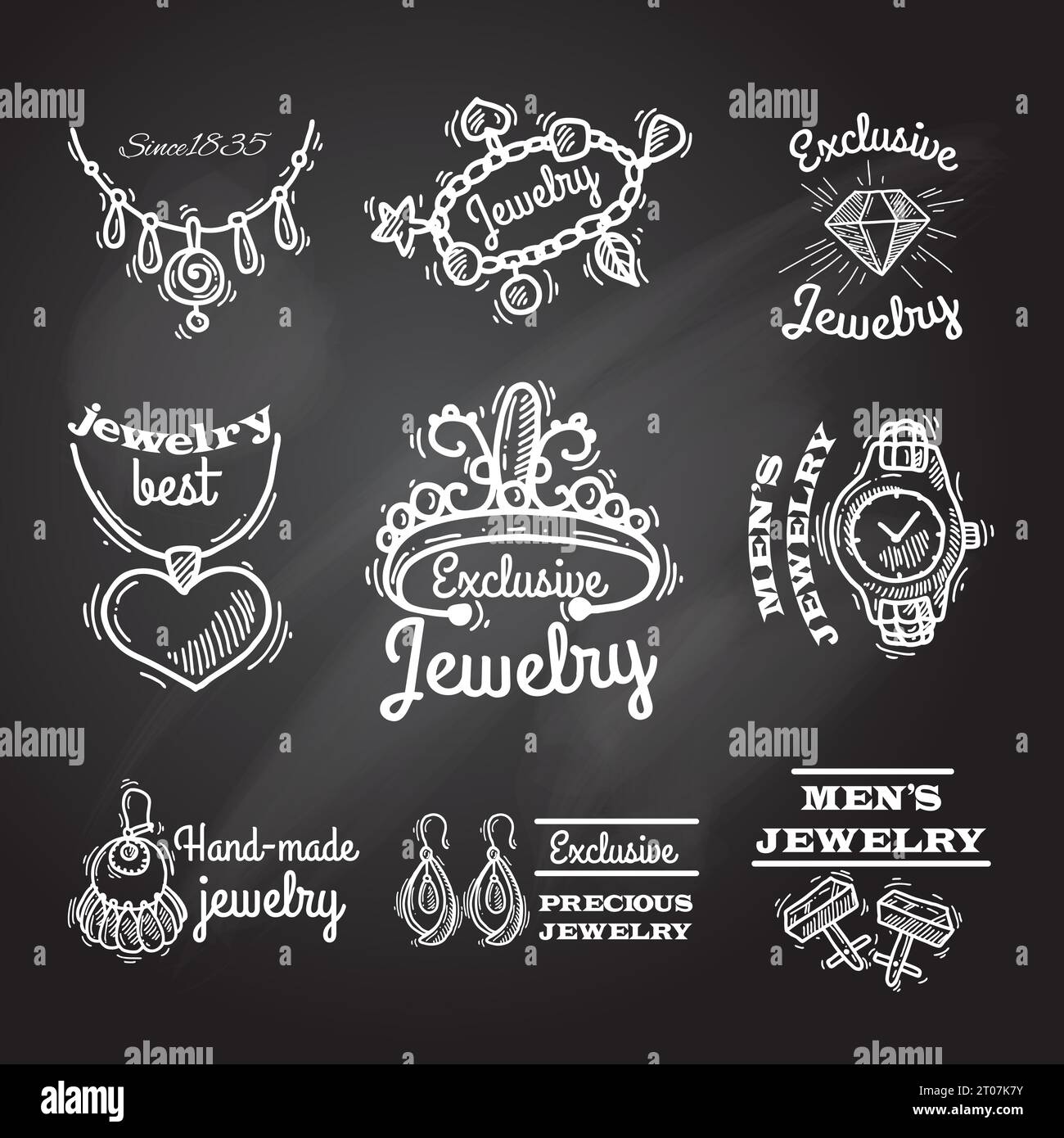 Jewelry chalkboard emblems with cuff links watches bracelets rings set ...