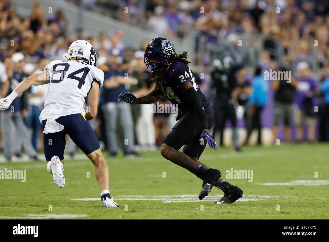 TCU defensive back Avery Helm (24) looks to defend against Hudson ...