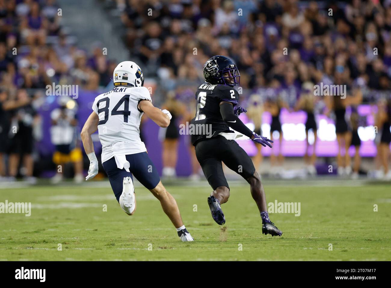 TCU defensive back Josh Newton (2) looks to defend against Hudson ...