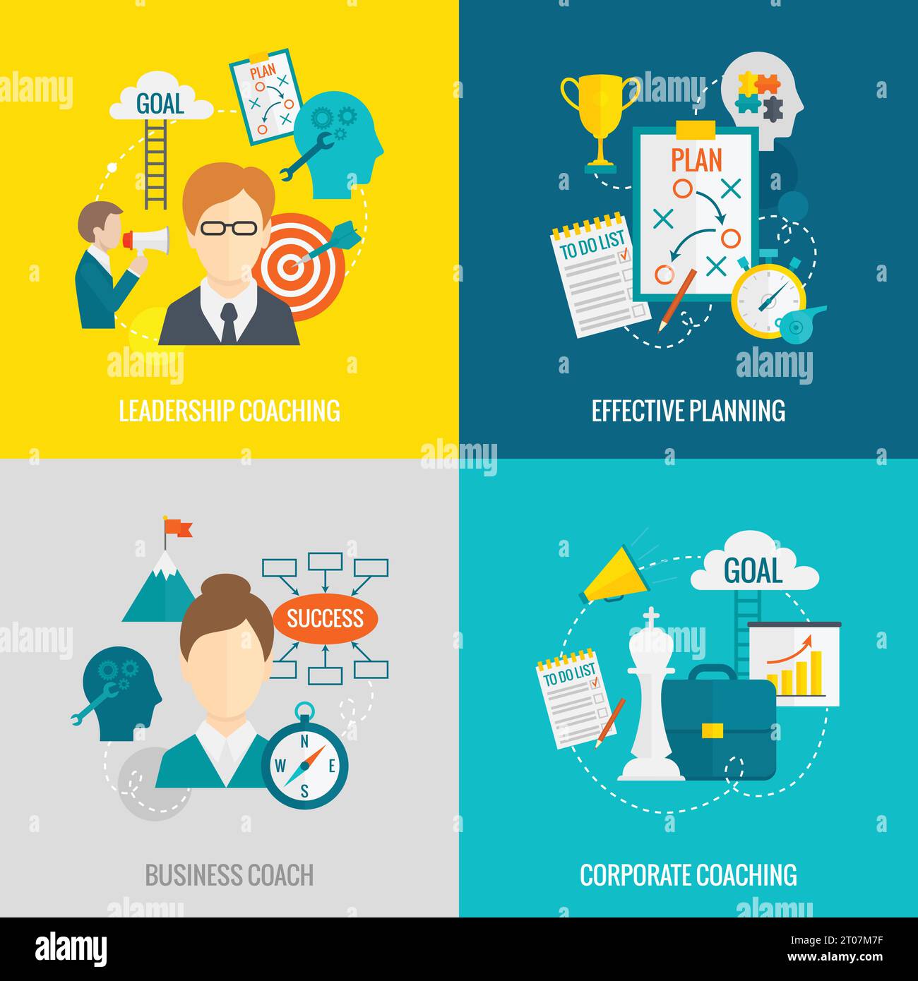 Coaching business design concept set with business corporate leadership ...