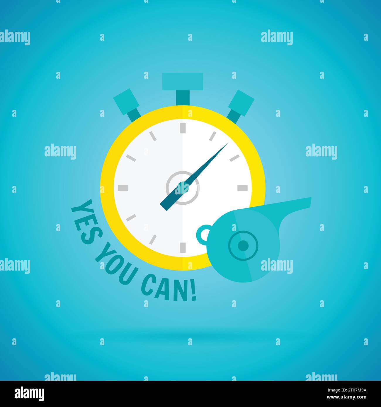 Coaching poster flat with stopwatch and motivation letters vector ...