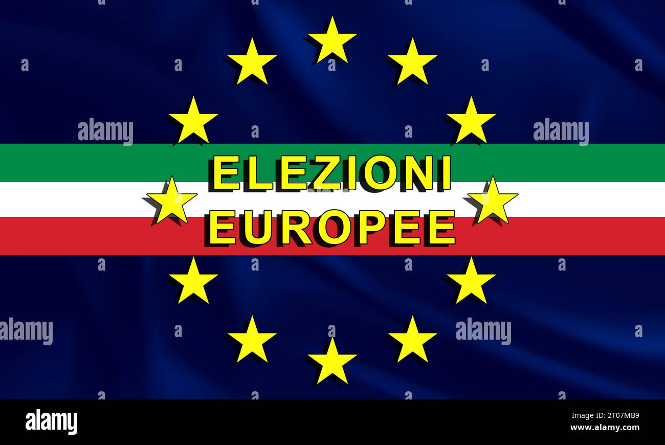 European elections day, in Italy with Italian text and flag and ...