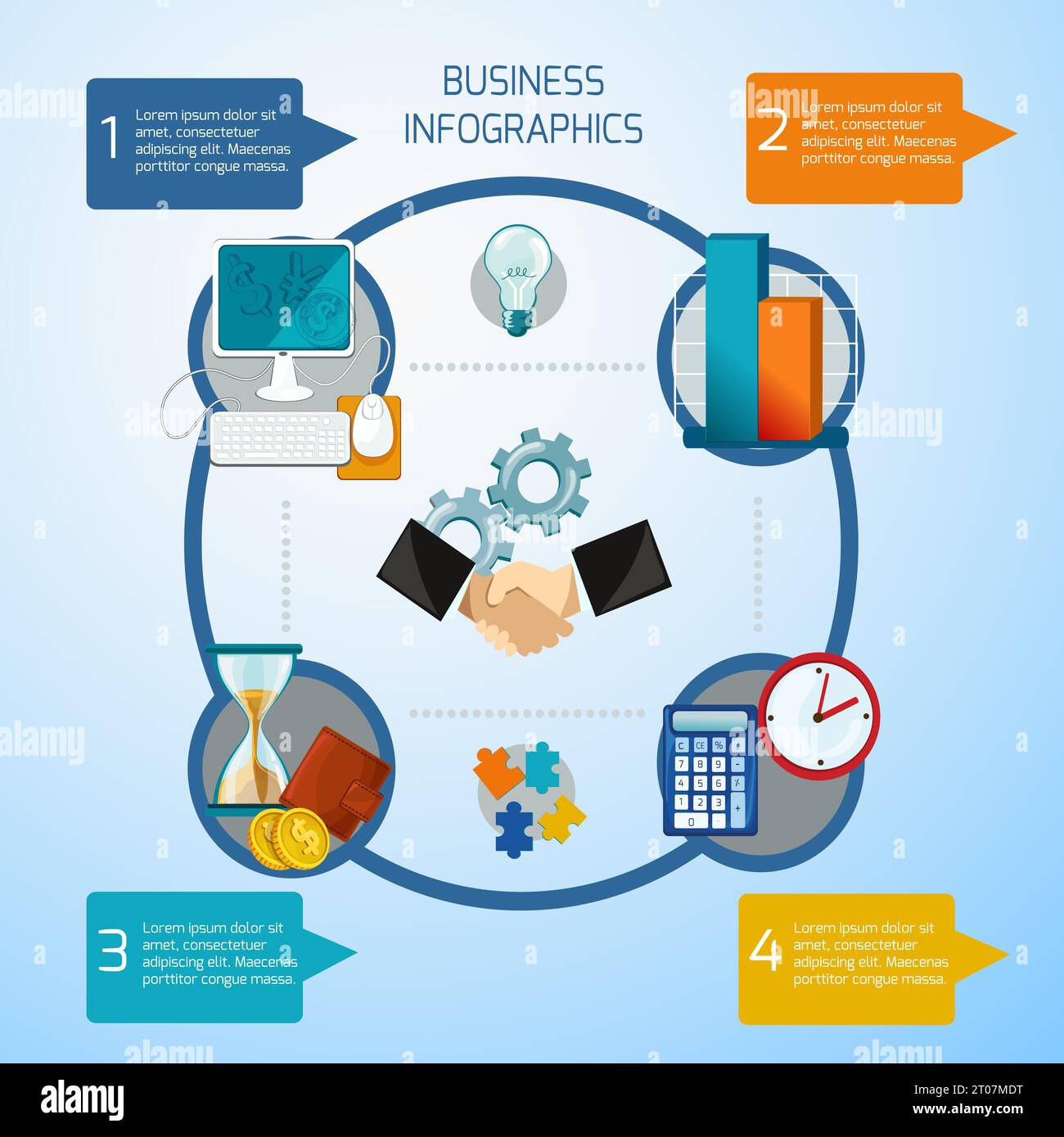 Business infographics set with management analytics and financial ...