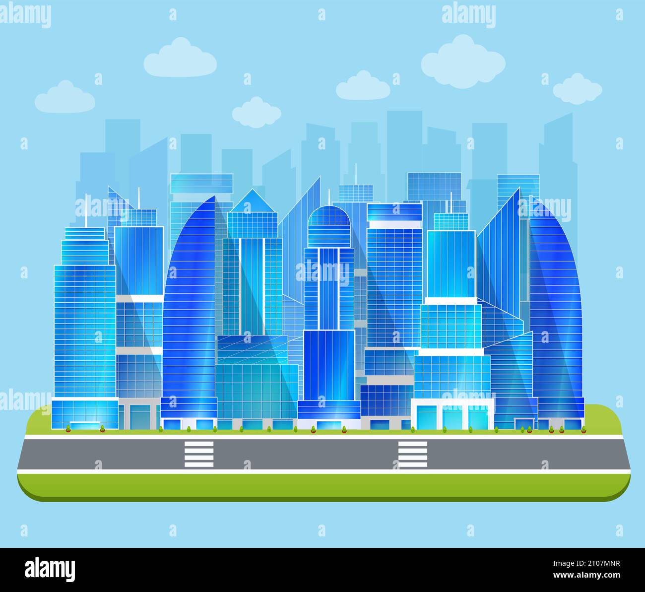 Modern residential urban business district buildings and industrial ...