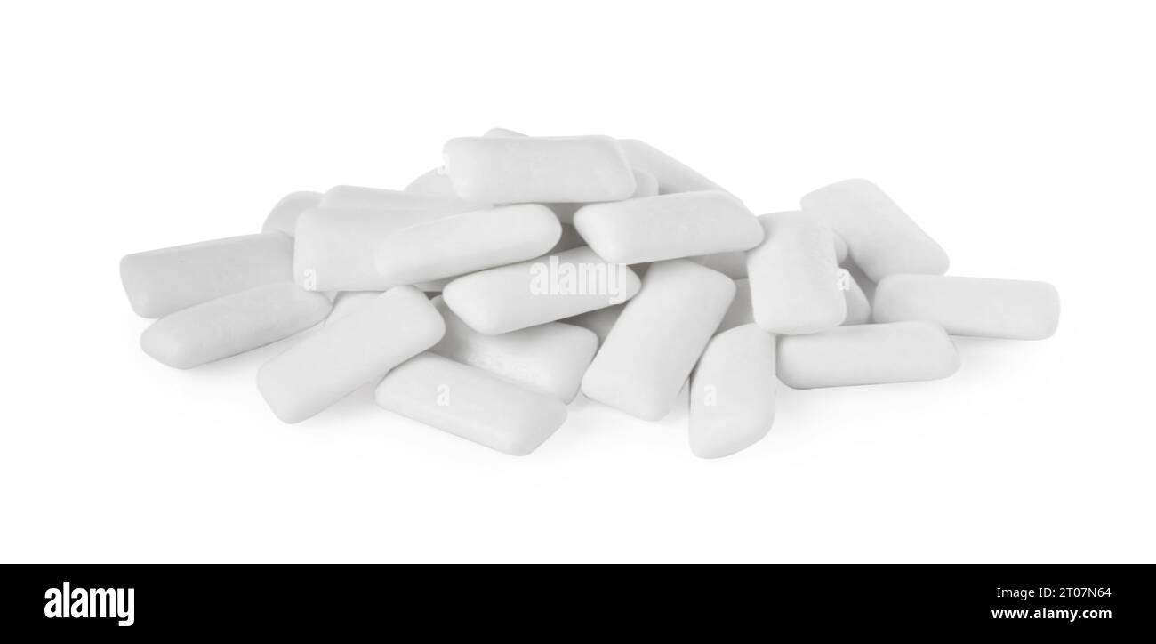 Pile of tasty chewing gums on white background Stock Photo - Alamy