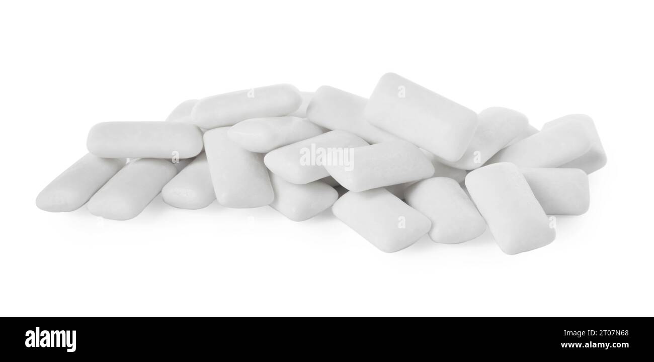 Pile of tasty chewing gums on white background Stock Photo - Alamy