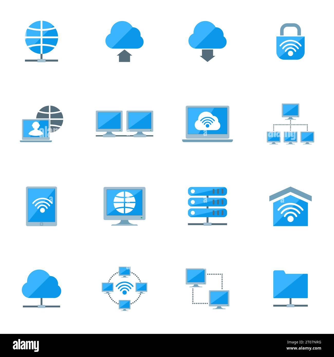 Network Database Configuration Cloud Server Security Icons Set Isolated Vector Illustration