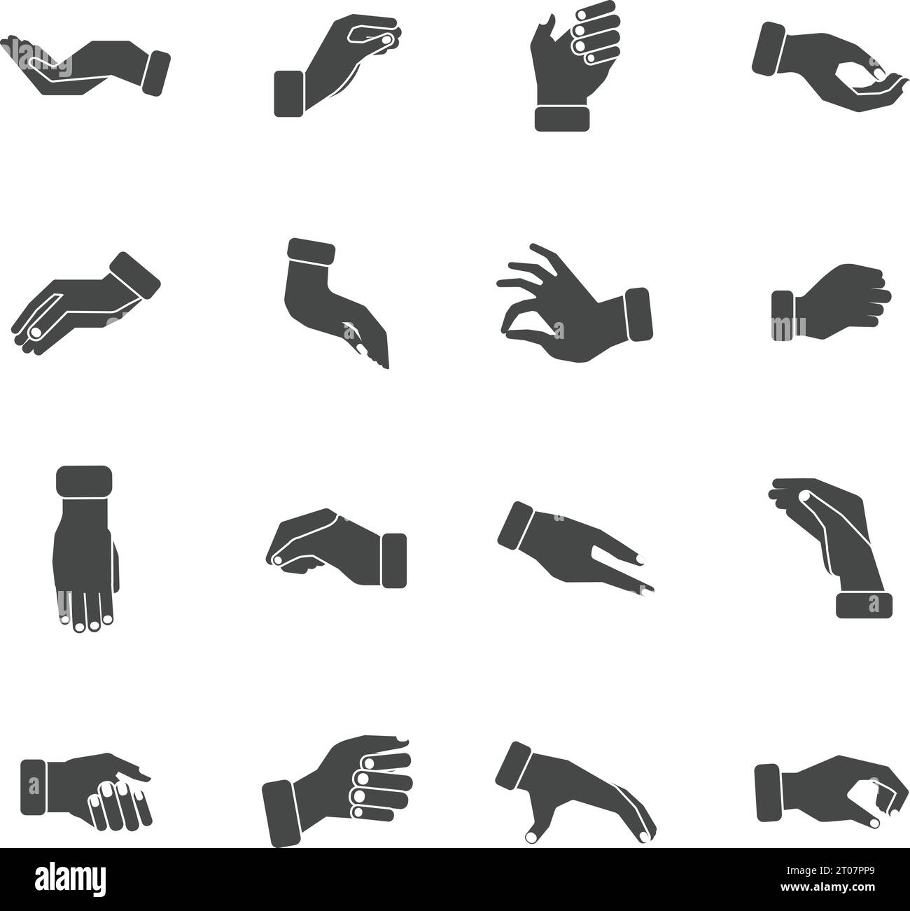 Hand palms gestures of grabbing taking and holding something black ...
