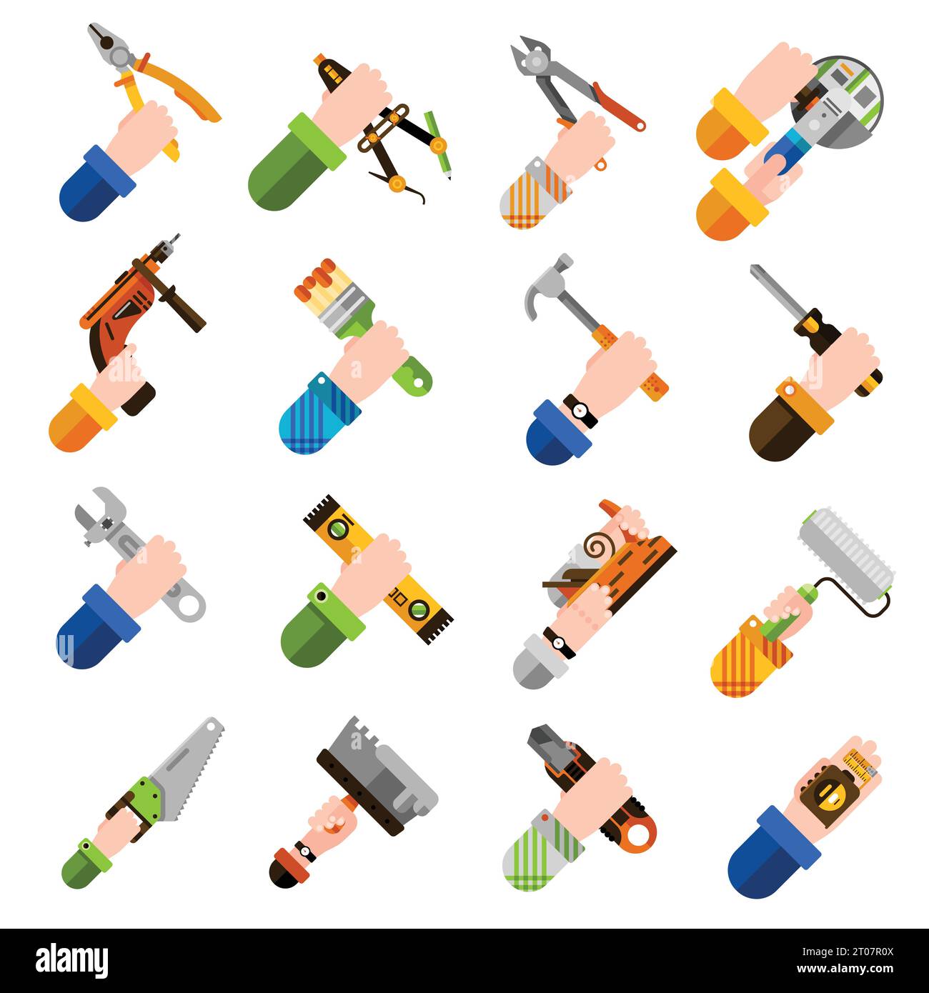 DIY concept with hands holding house renovation tools isolated vector ...