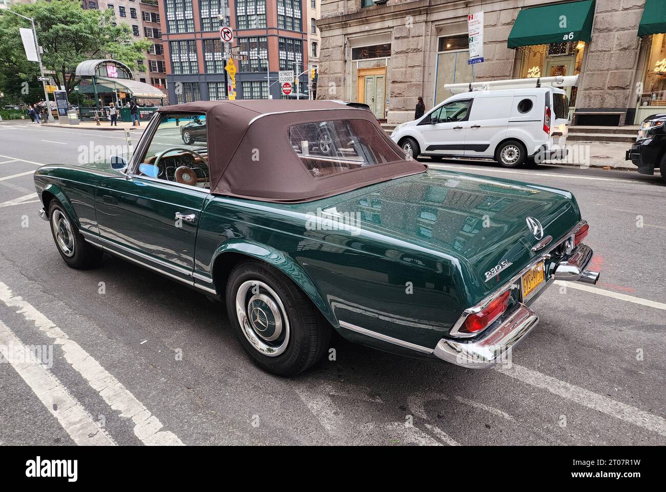 New York City, USA - June 03, 2023: Mercedes-Benz W113 two-door green ...