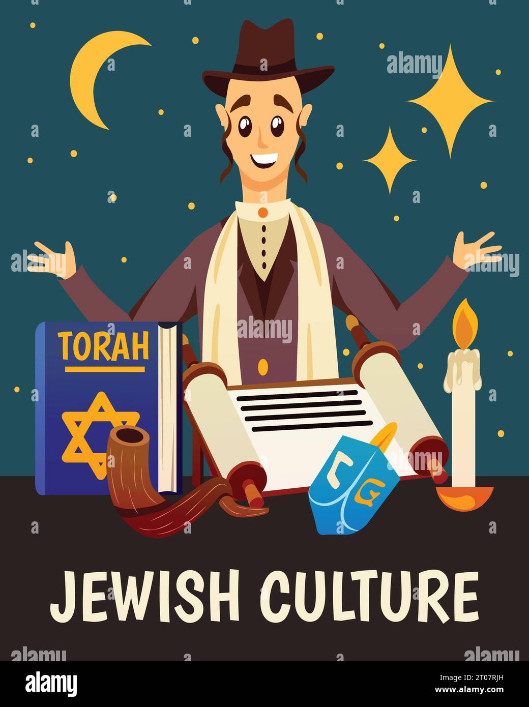 Cartoon jews characters composition background with flat images of ...