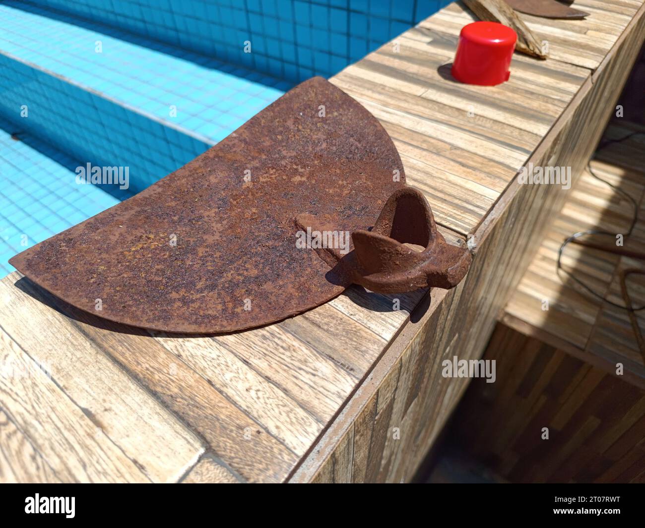 object rusty damaged metal part old hoe Stock Photo - Alamy