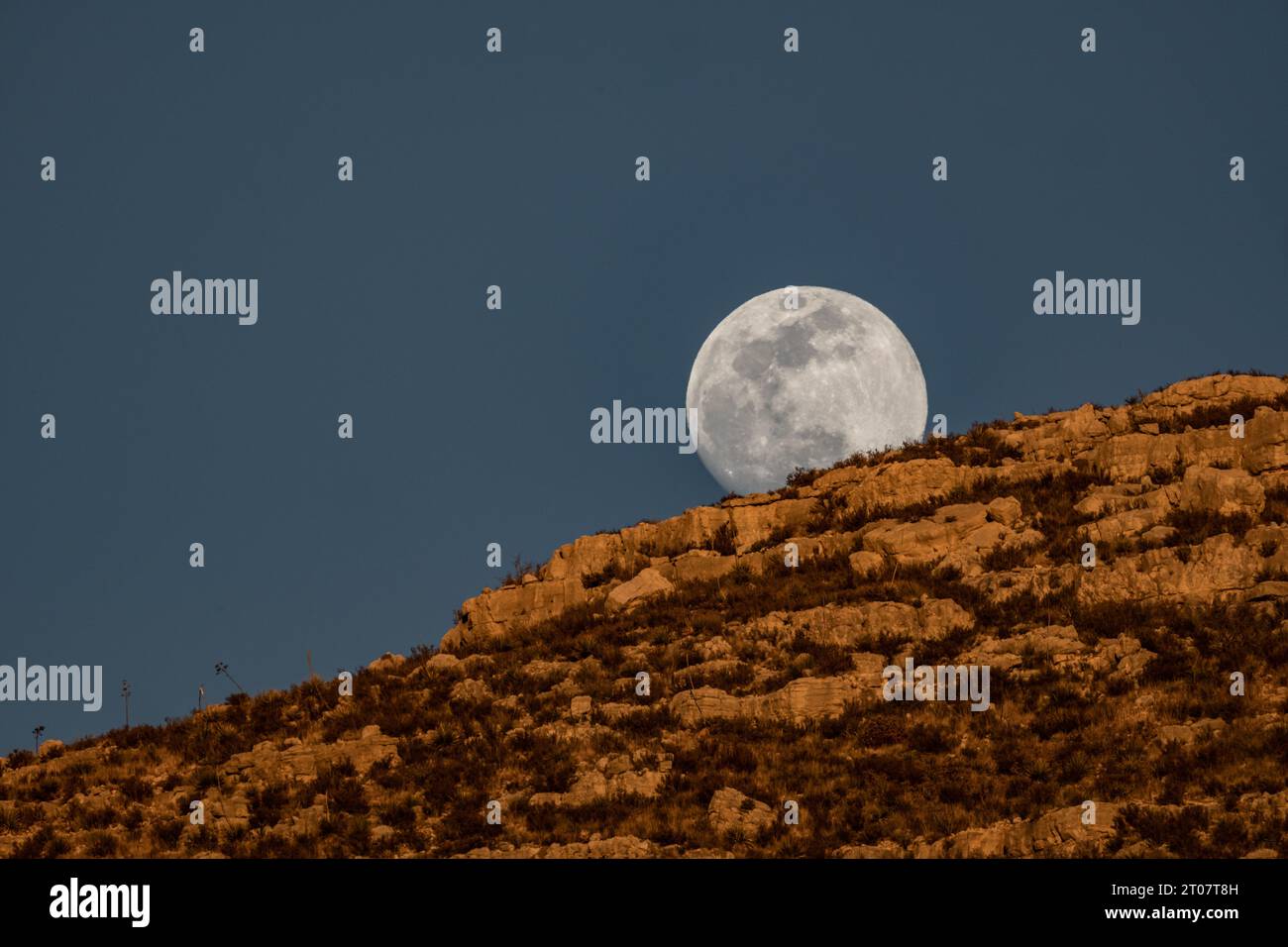 Full Moon Over Ridge In Guadalupe Mountains National Park Stock Photo ...