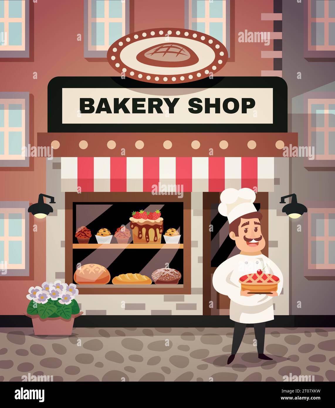 Sweet shop window in Stock Vector Images - Alamy