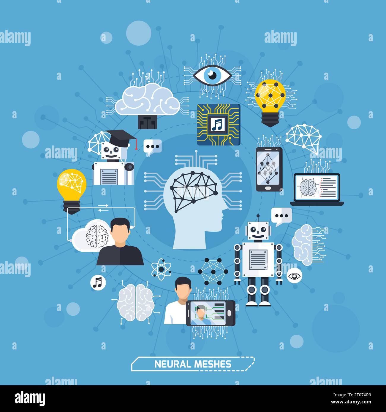 Neural meshes design concept with human brain deep learning image ...