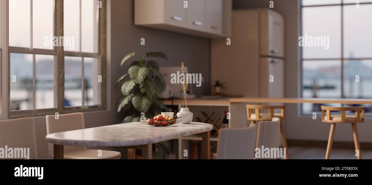 Interior design of a modern cosy dining area in a kitchen with a dining ...