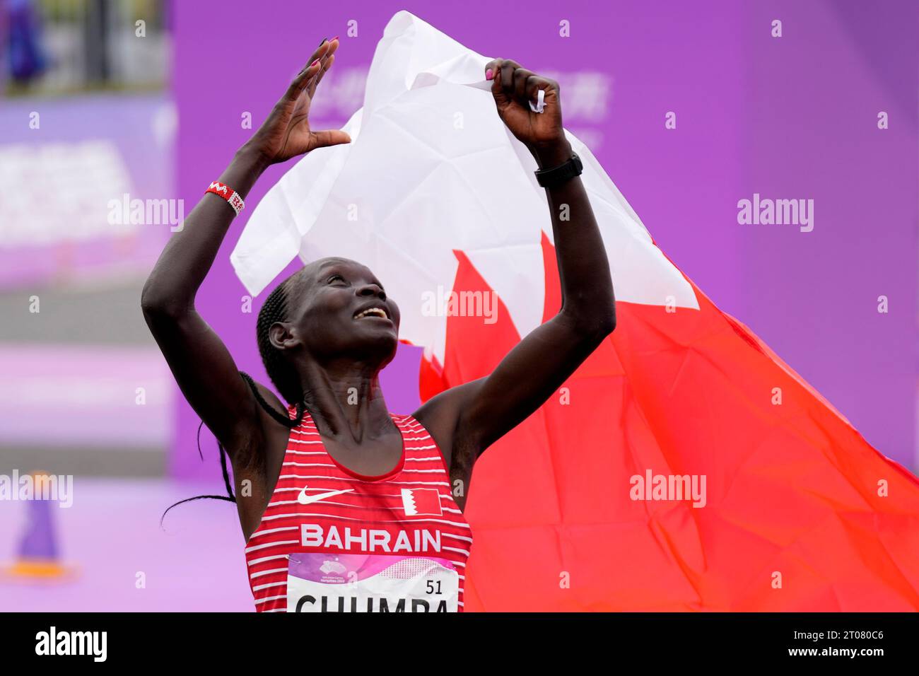 Bahrain's Eunice Chebichii Paul Chumba celebrates after winning the ...
