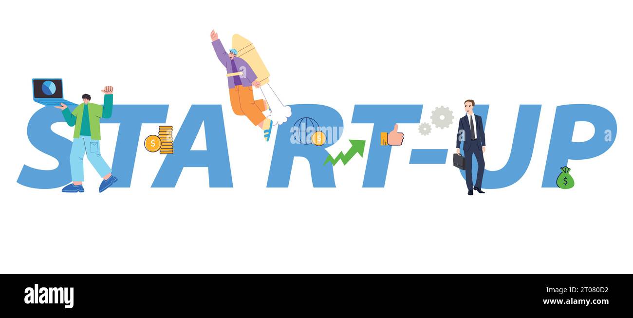 start-up business technology young company launching fly with rocket ...