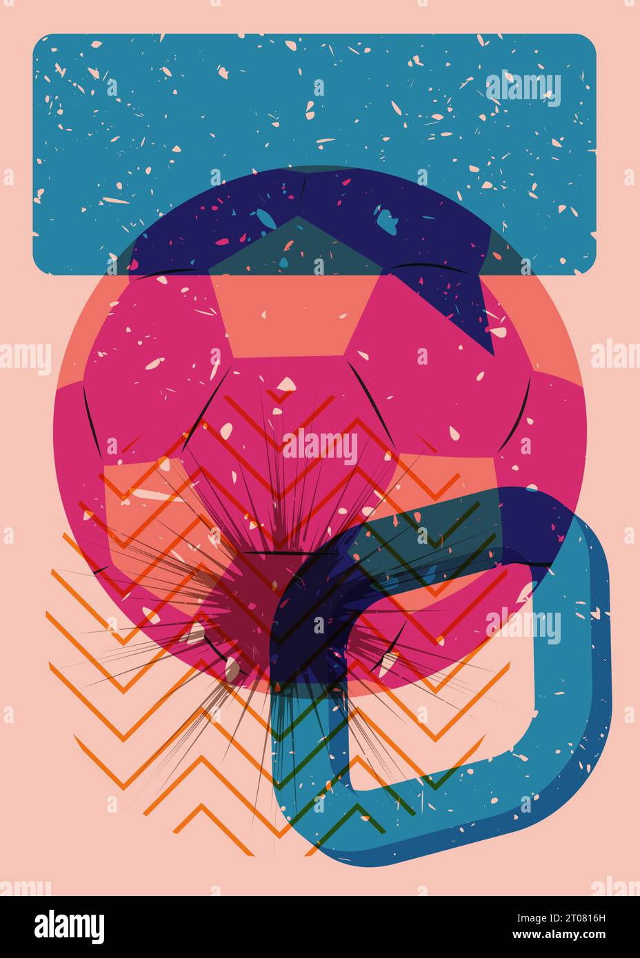 Risograph football ball with Speech Bubble and geometric shapes. Sport ...