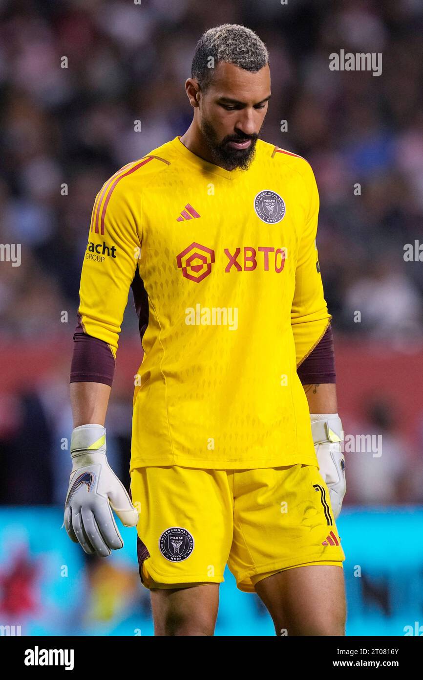 Inter Miami goalkeeper Drake Callender looks down during the second ...