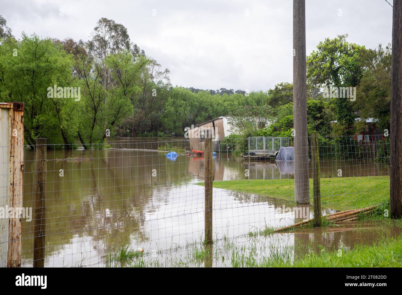 Launching place, Victoria, Australia - October 4th 2023: Flood waters ...