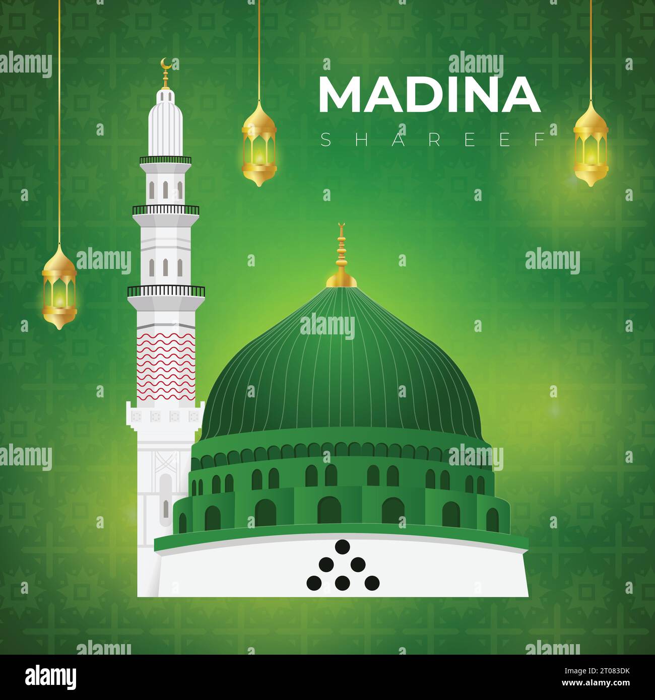 Masjid nabawi in madina tun nabi vector illustration, isolated on ...