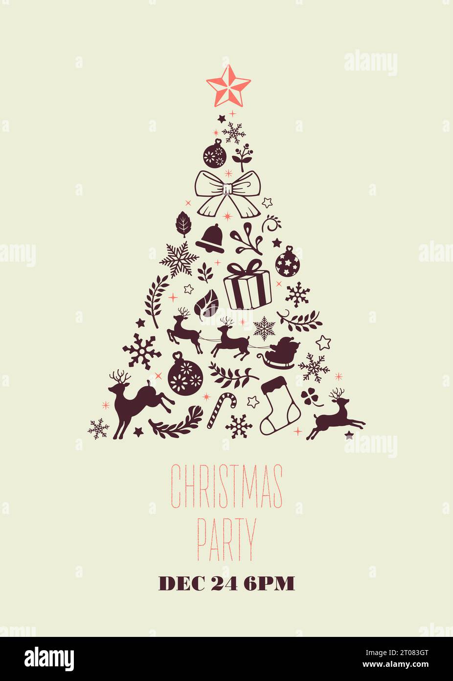 Christmas party postcard template vector illustration Stock Vector ...