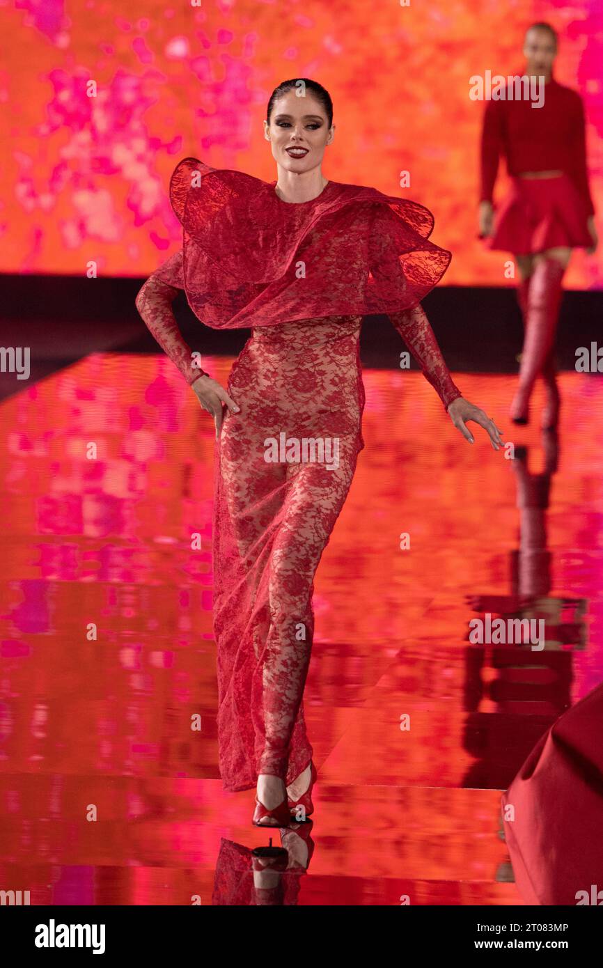 Coco Rocha wears a creation for the L'Oreal Spring/Summer 2024 ...