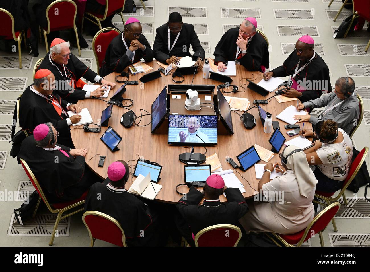 Pope Francis attends the Opening of the XVI Ordinary General Assembly of the Synod on Synodality ...