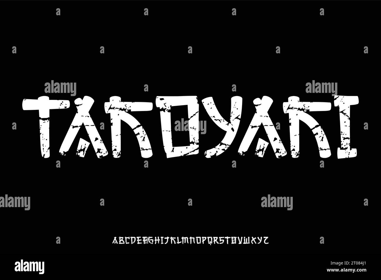 Creative textured handwriting japanese style alphabet display font ...