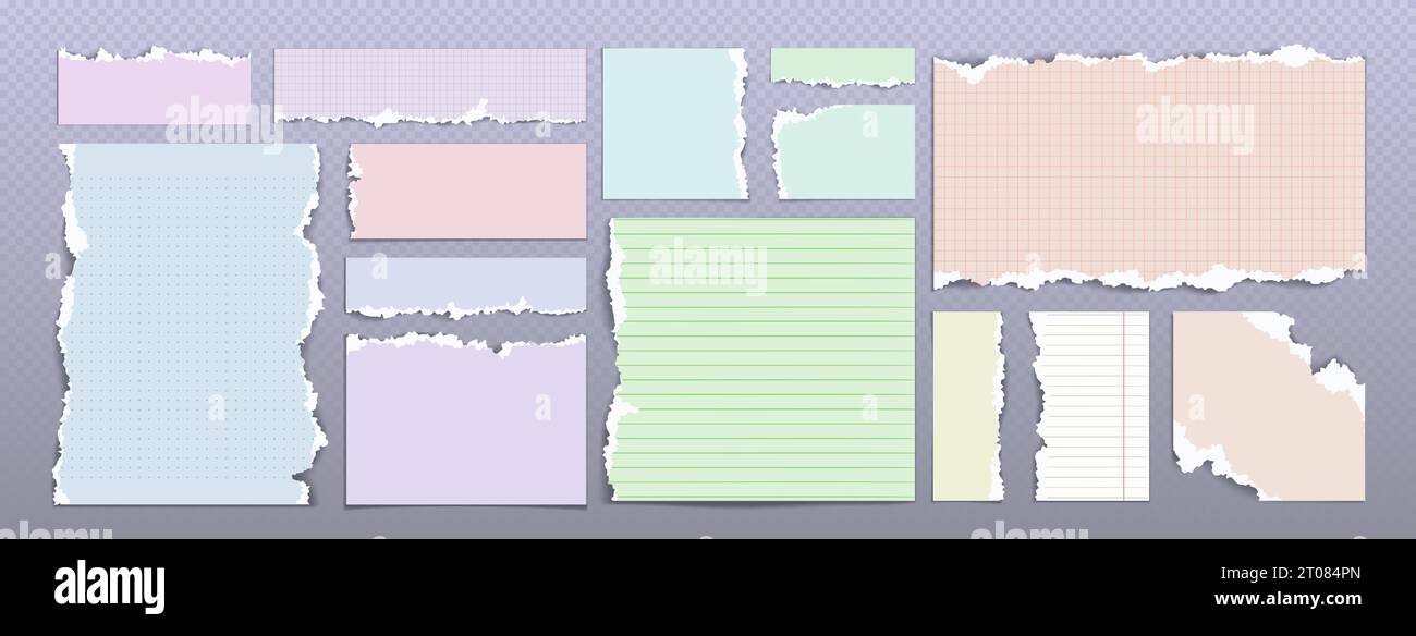 Torn color paper edge. White rip note sheet strip. Colorscrap notebook ...