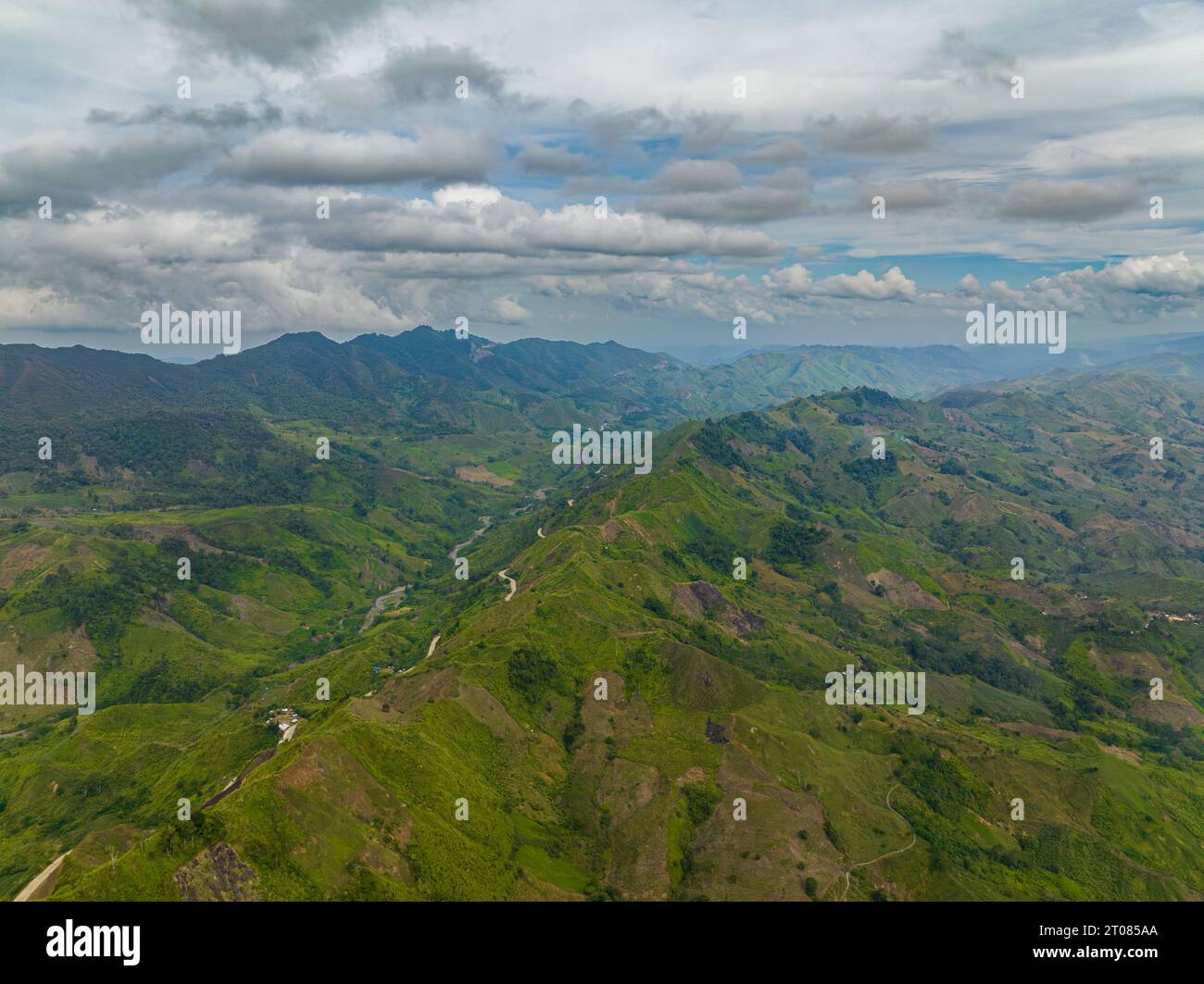 View of the valley in the mountain province. Jungle hills in the ...