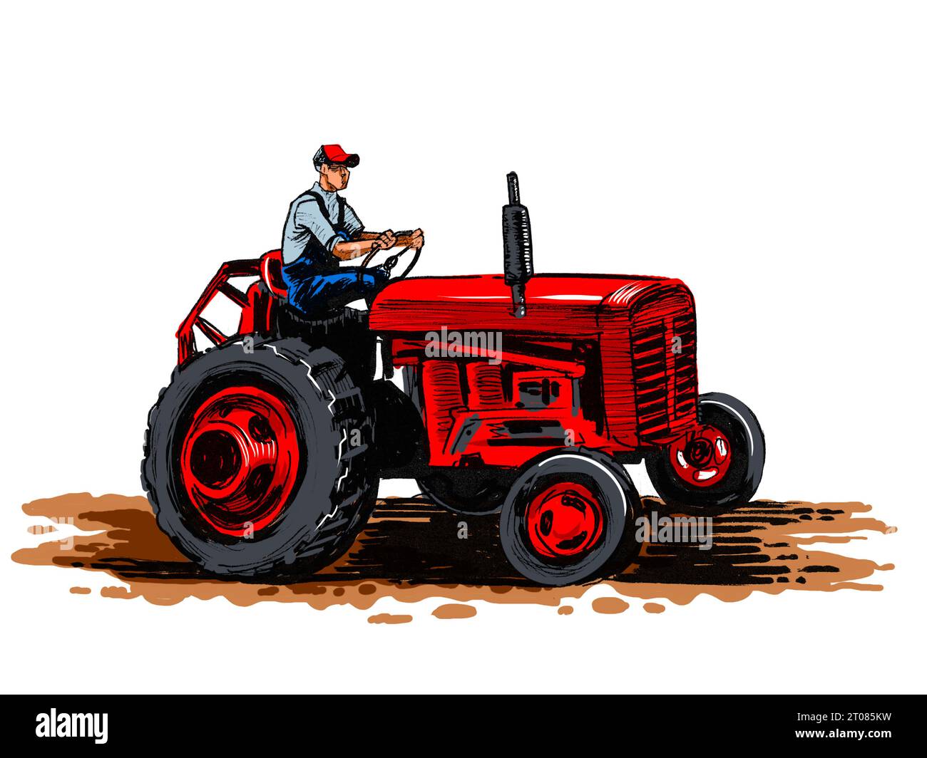 Cartoon red tractor hi-res stock photography and images - Alamy