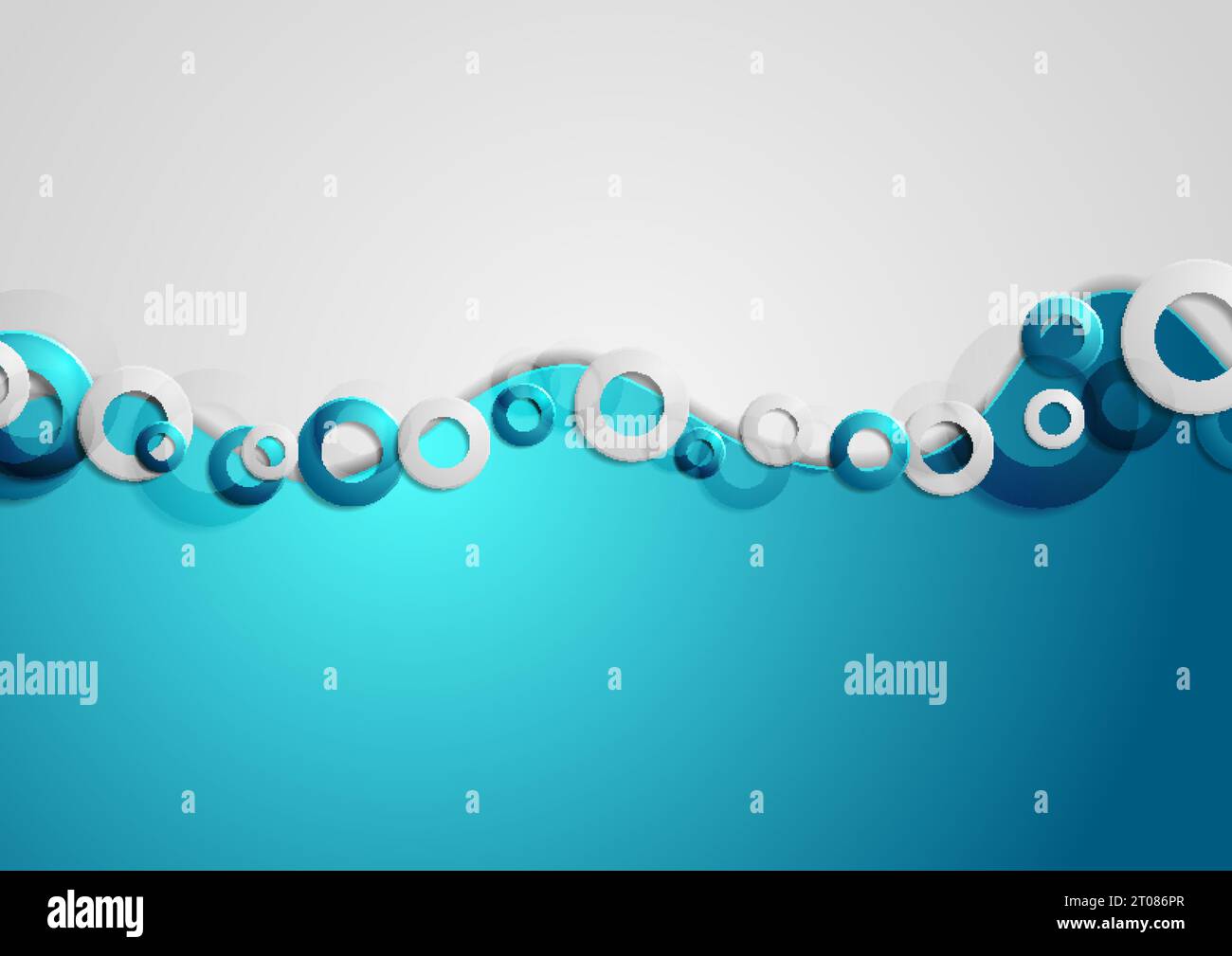Blue and grey abstract wavy corporate background with rings. Vector ...