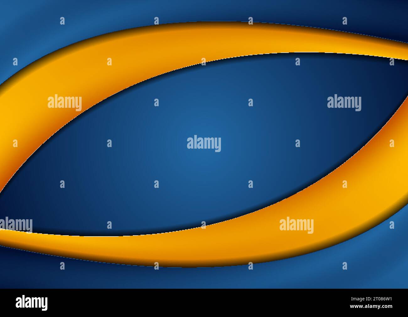 High contrast blue and orange glossy waves. Abstract modern graphic ...