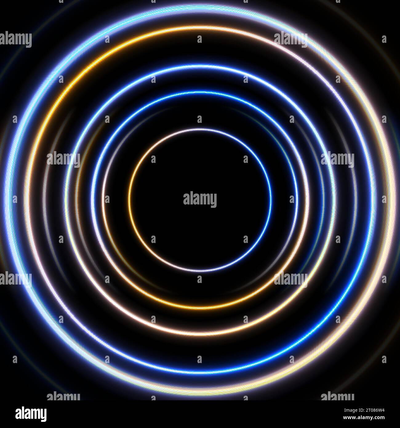 Blue and yellow neon circles abstract futuristic hi-tech background ...