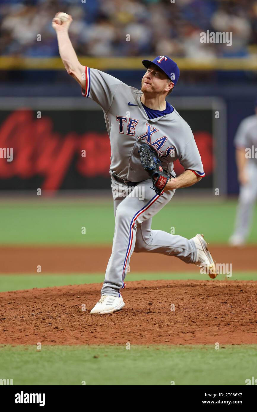 St. Petersburg, FL USA; Texas Rangers bullpen catcher Josh Frasier (66 ...